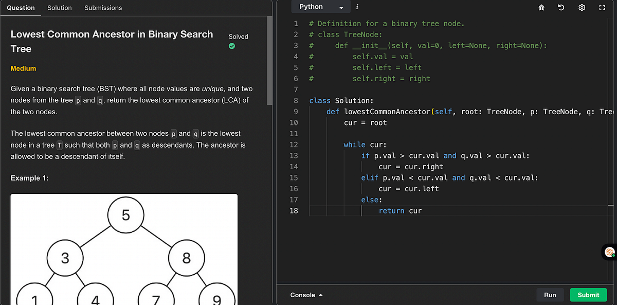 Day 18/100 — Lowest Common Ancestor in Binary Search Tree | by Greeshma Shekhar | Jun, 2025 | Medium