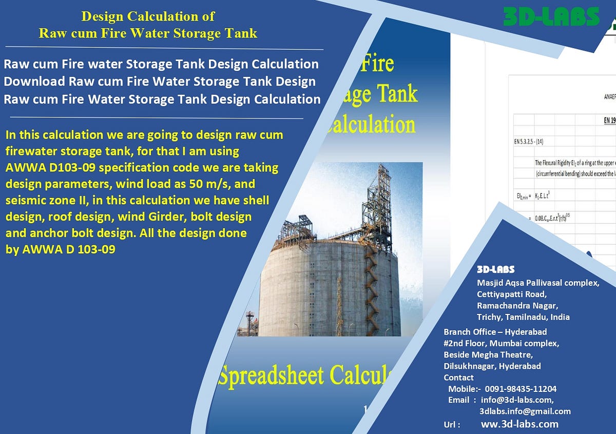 Design Calculation of Raw cum Fire Water Storage Tank https://3d-labs ...