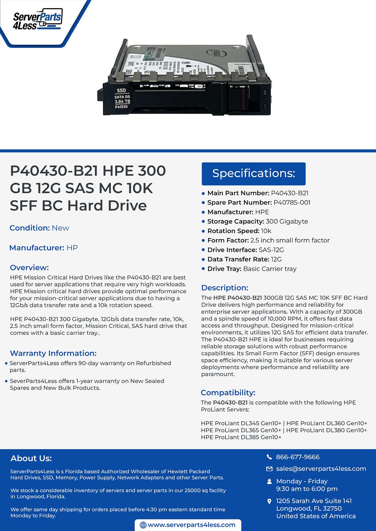 P40430-B21 HPE 300GB 12G SAS MC 10K SFF BC Hard Drive | by ...