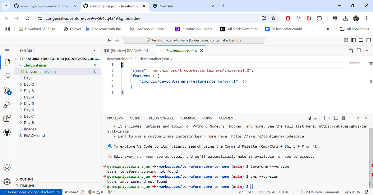 Streamlining Terraform AWS Deployments with GitHub Codespaces | by Amnipriya Sowrirajan | Medium