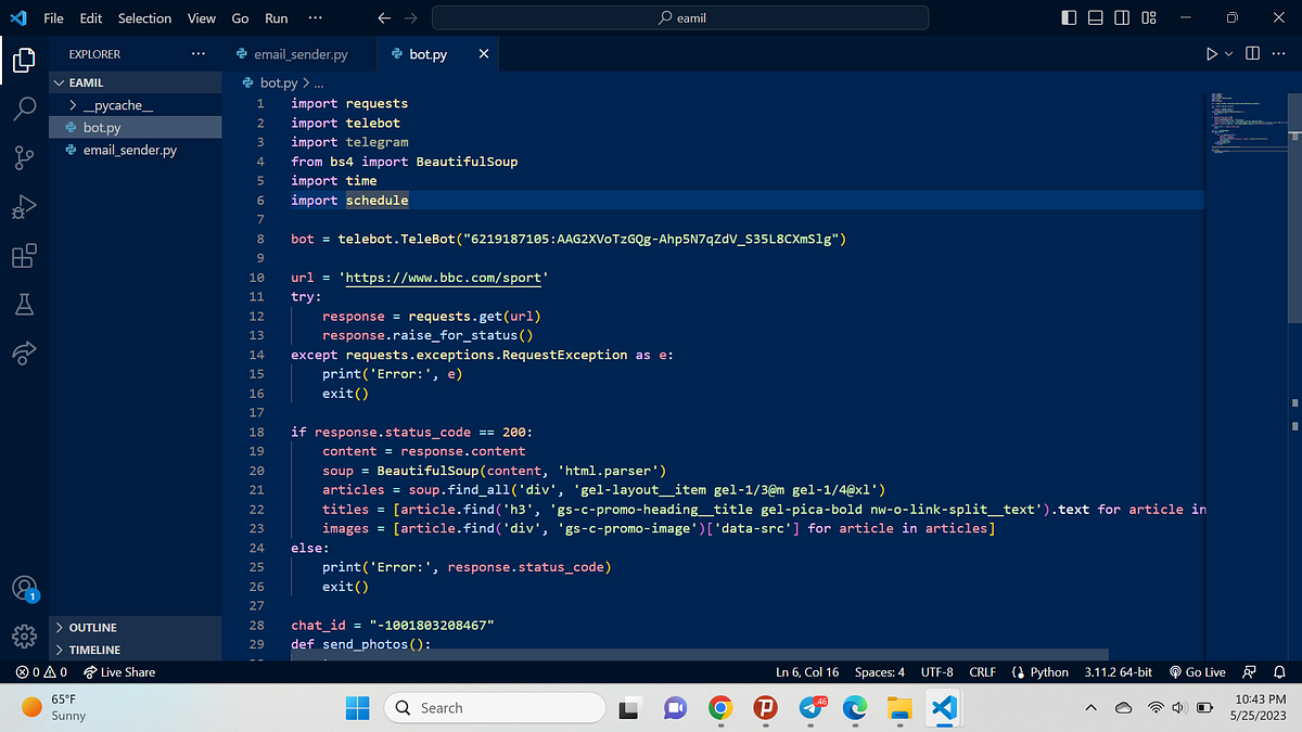 Telegram Bot. The above code is a Python script that… | by Kaleab ...