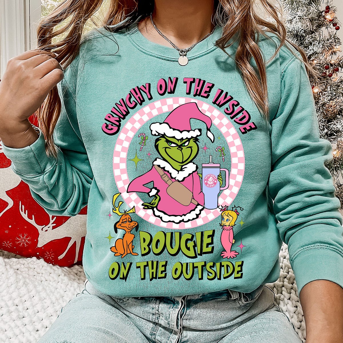 Grinchy On The Inside Bougie On The Outside Svg Png, Retro Grinch Svg ...
