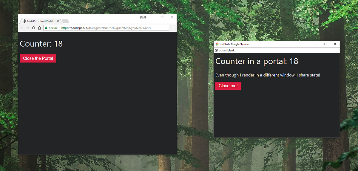 Using a React 16 Portal to do something cool | by David Gilbertson | Medium