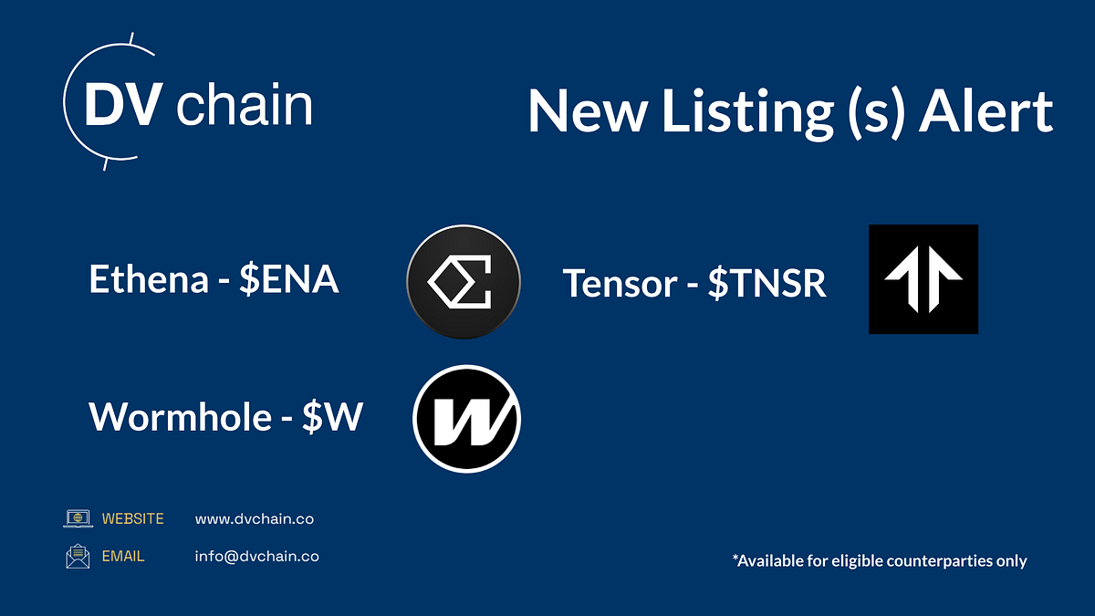 DV Chain New Listing (s)Alert: $ENA, $W, $TNSR - DV Chain - Medium