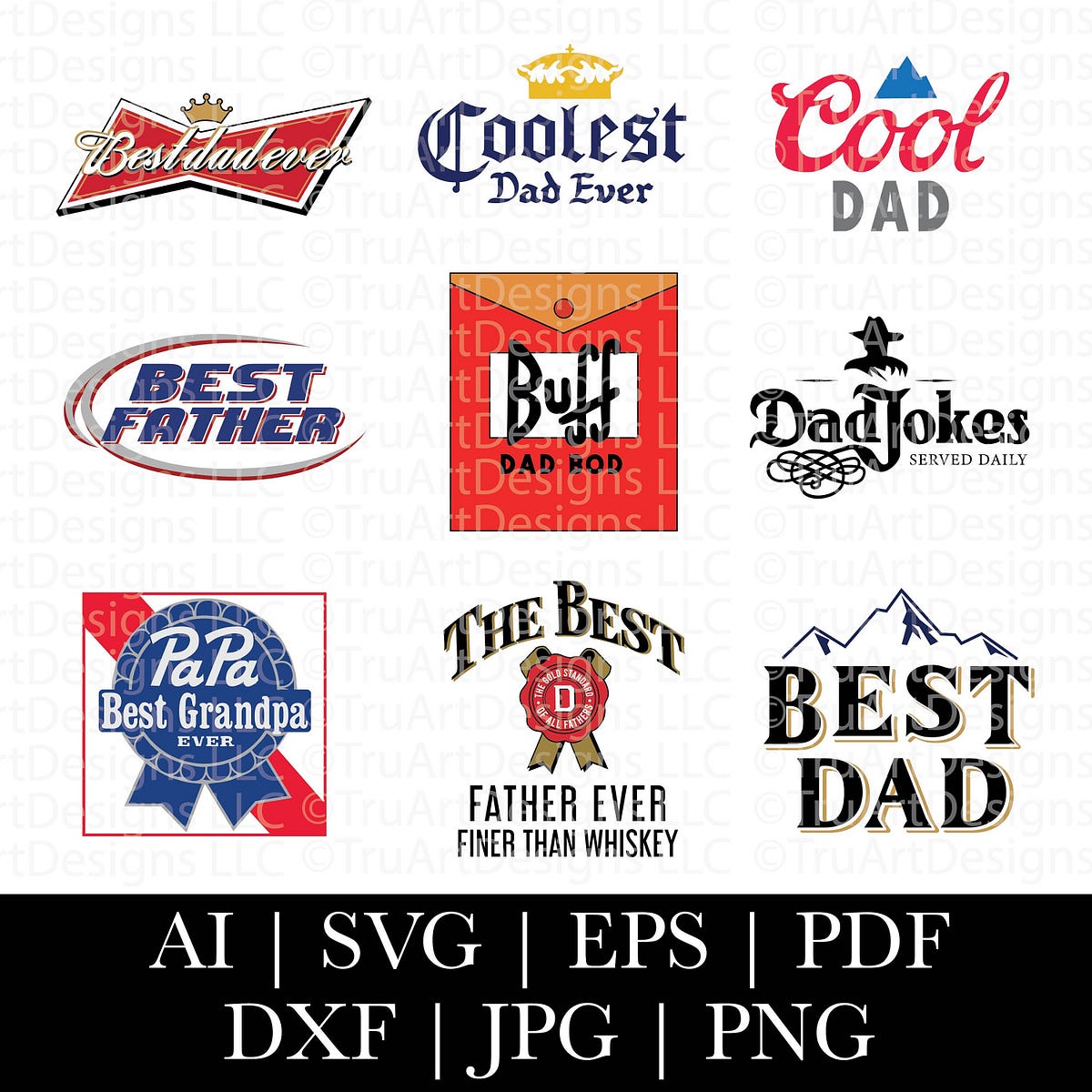 Fathers Day Dad Logos, Beer Parody Logos, SVG beer dad files, SVG ...