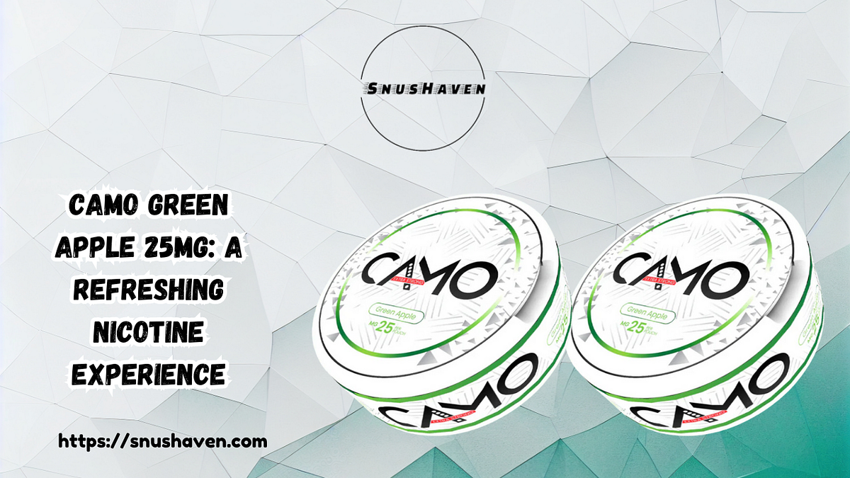 Camo Green Apple 25mg Nicotine Pouch - Strong Flavor | Snushaven | Medium