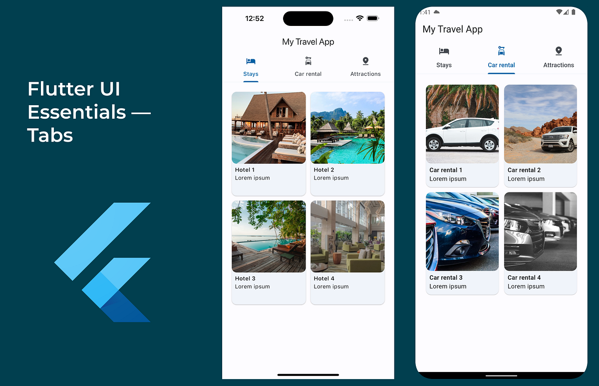 Flutter UI Essentials — Tabs. Tabs help to navigate between different ...