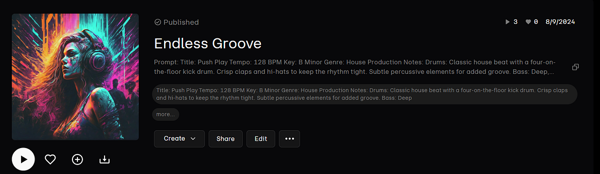 Endless Groove. Title: Push Play Tempo: 128 BPM Key: B… | by Aardvark ...