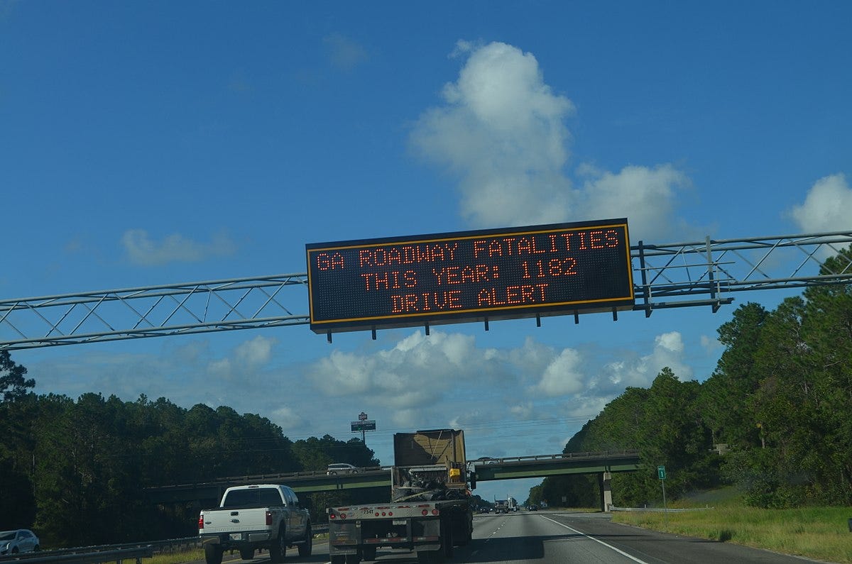 Warnings displayed on signs over roads have ominous effect on drivers ...