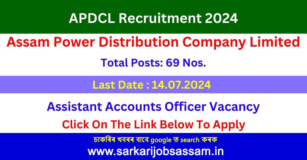 APDCL Recruitment 2024 — Apply for 69 Accounts Officer Posts, Check Details - Sarkari Jobs Assam ...