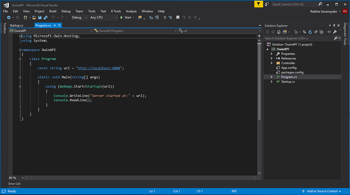 How to create a C# Console Application and configure Owin to host ...