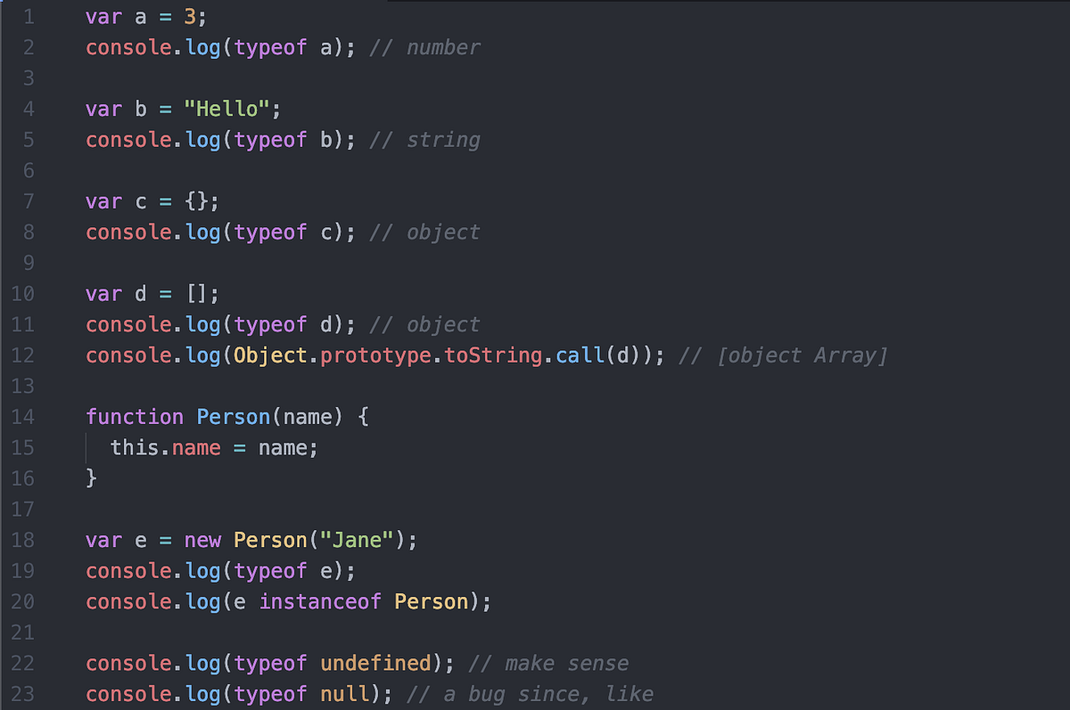 JavaScript 全攻略：克服 JS 的奇怪部分. Ch6. 雜談—typeof | by Stuart Hsu | Stuart Hsu | Medium