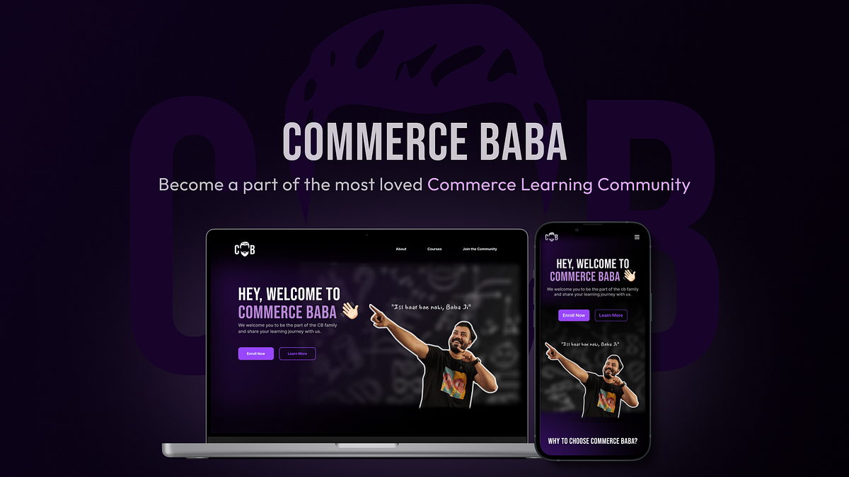 Case study: Designing a Landing Page for the educator 'Commerce Baba ...