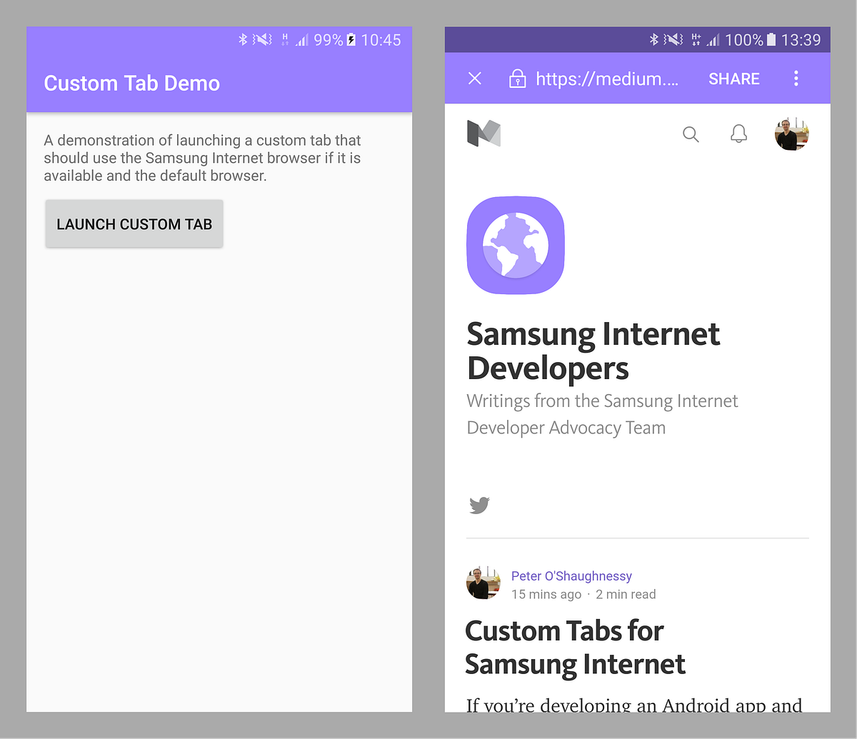 Custom Tabs for Samsung Internet. If you’re developing an Android app ...