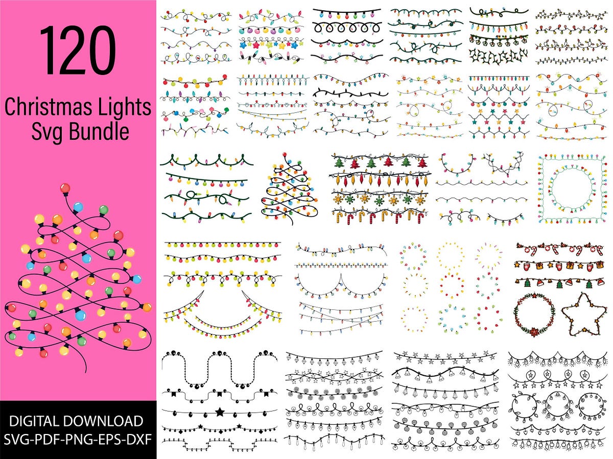 Christmas Lights SVG, Christmas light string SVG, Christmas lights ...