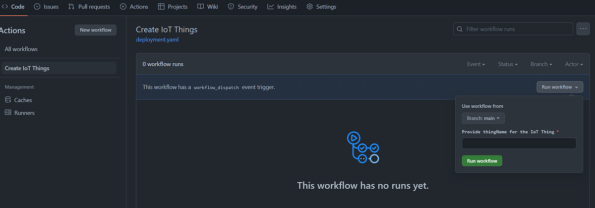 AWS-SDK IoT create things using GitHub workflow dispatcher | by Aman Singh | DevOps.dev