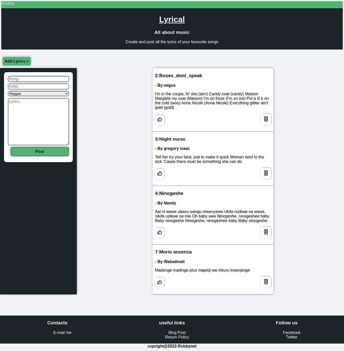 Lyrical web application project. Lyrical web application 1.0 | by Evans ...