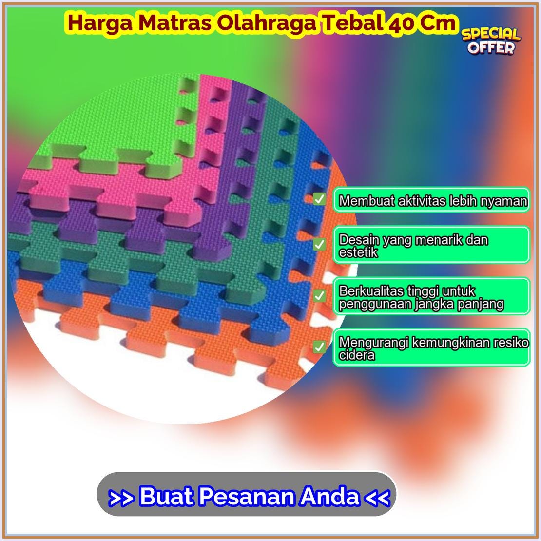 Harga Matras Olahraga Tebal 40 Cm - Matras Judo - Medium