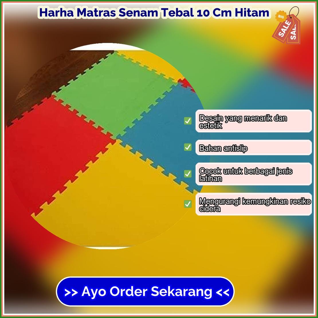 Harha Matras Senam Tebal 10 Cm Hitam - Matras Puzzle Tebal - Medium