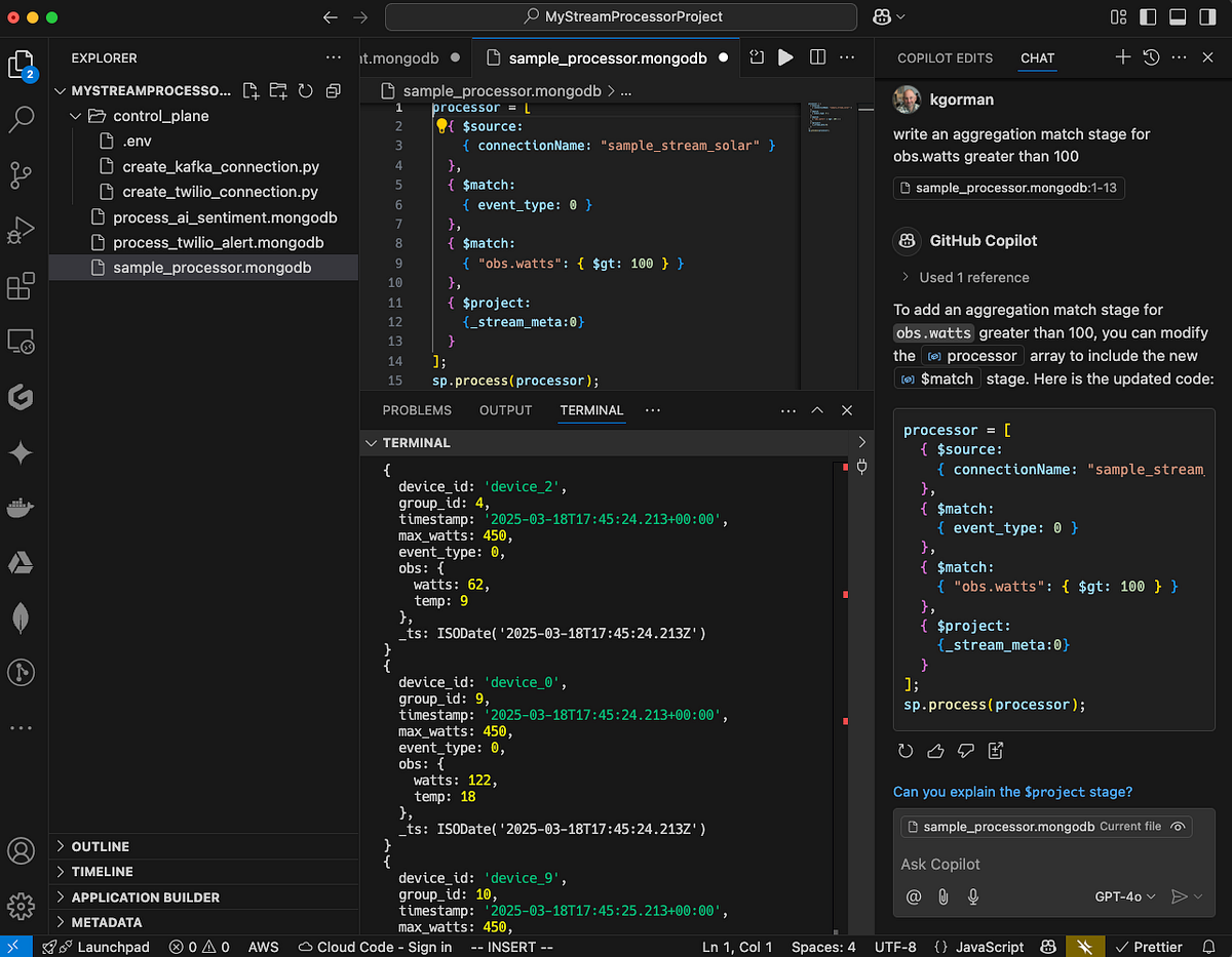 My VS Code workflow for developing with Atlas Stream Processing | by ...