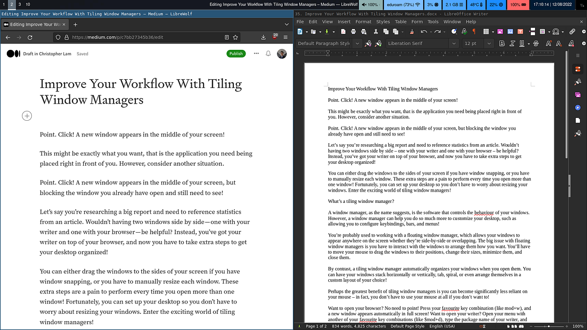 Improve Your Workflow With Tiling Window Managers | by Christopher Lam ...