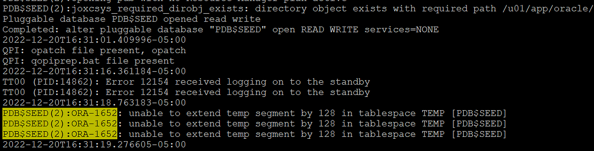 Unsupported Named Object Type For Bind Parameter At Sqlpatchpm Line