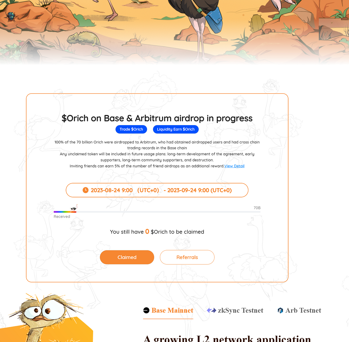$Orich on Base & Arbitrum airdrop in progress 🪂Ostrich Airdrop — Layer ...
