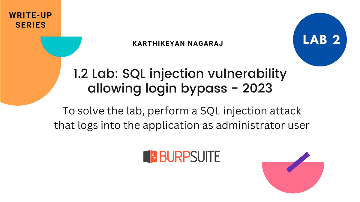 Lab 1 2 Sql Injection Vulnerability Allowing Login Bypass — 2 2023 By Karthikeyan Nagaraj