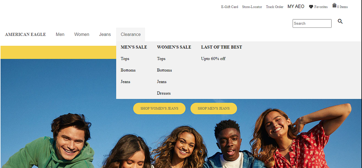 Cloning AmericanEagle.com : A little functional and more visual clone ...