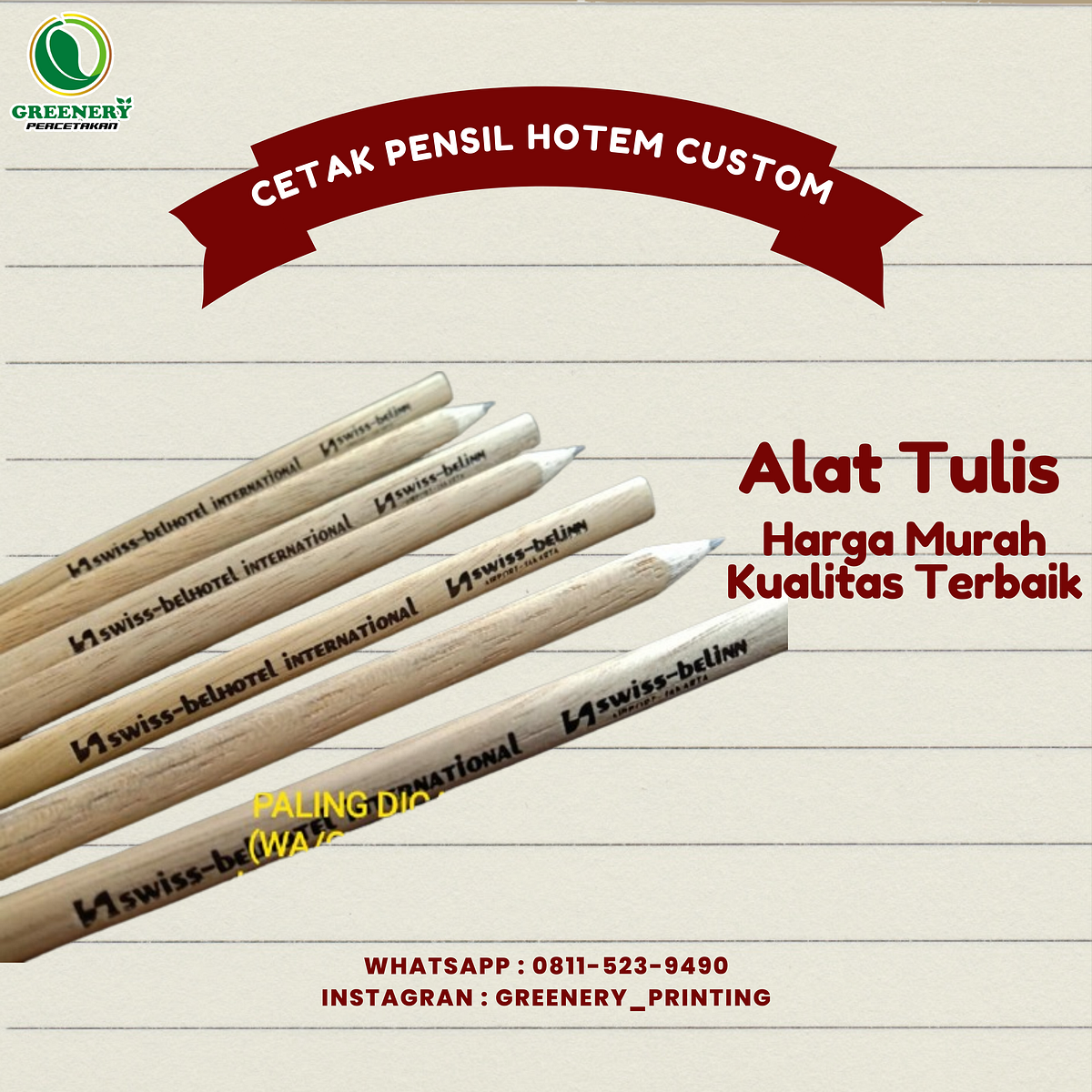 0811 5239 490 (WA) Cetak Pensil Hotel Custom dI Seruyan Termurah | by ...