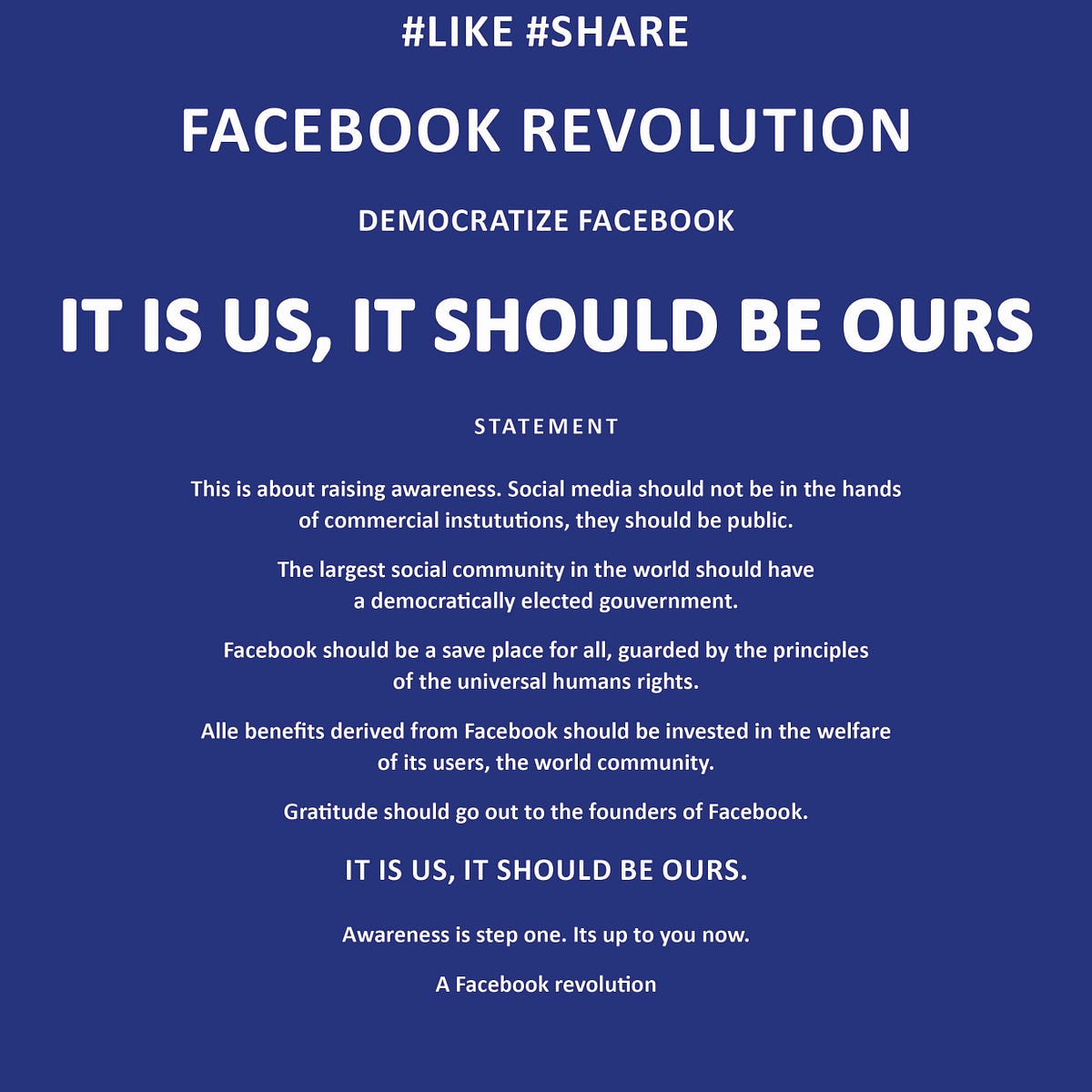A Facebook revolution. Its us, it should be ours. | by Steven Boland ...
