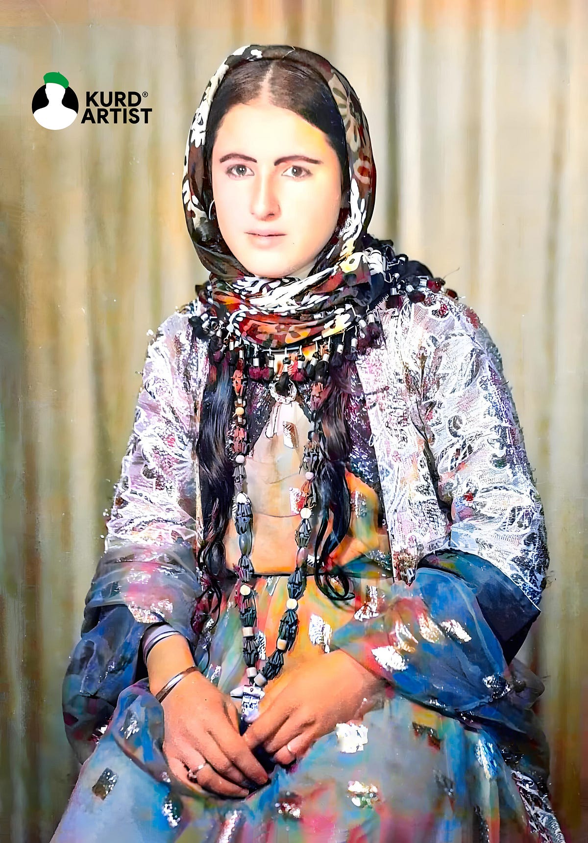 Kurdish Women Girl Qaladiza - Kurd Artist - Medium