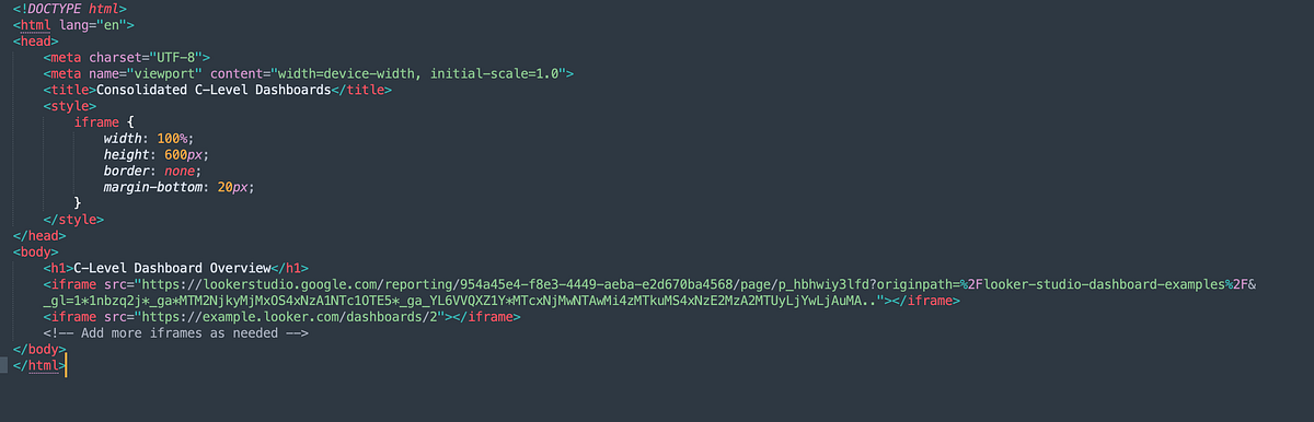 Hosting HTML from Google Cloud Storage to Combine Looker Dashboards for ...