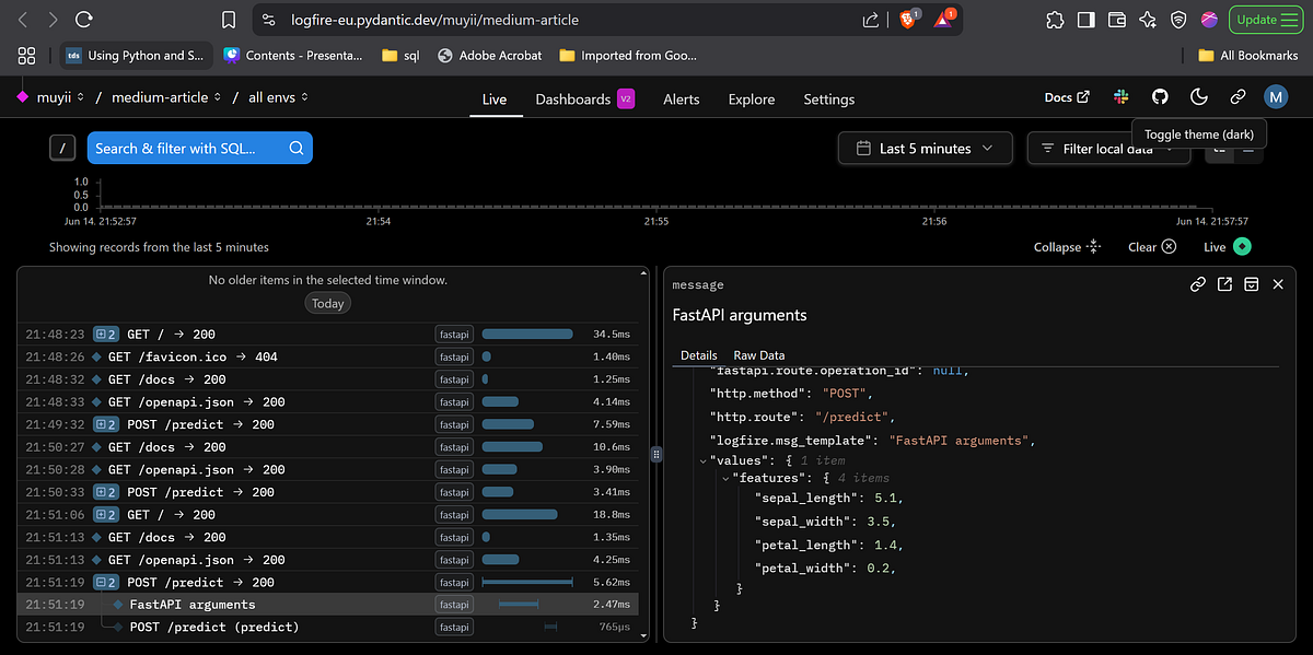 A Simple, Practical Guide to Monitoring Machine Learning APIs With Pydantic Logfire. | by Muyiwa ...