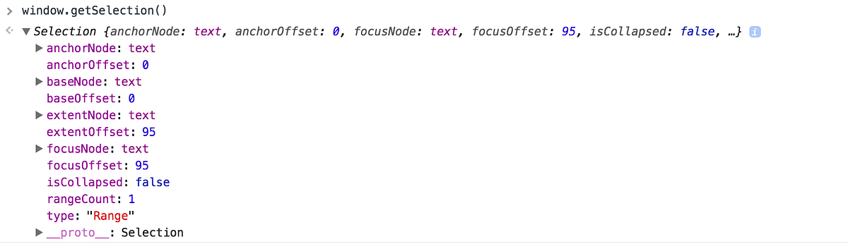 Window.getSelection() and Range in Javascript | by Alexandra Williams | Medium