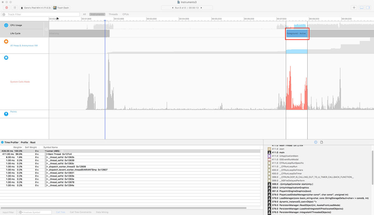 Points of Interest — Profiling Unity with Xcode Instruments | by Gero Gerber — app|tects | Medium