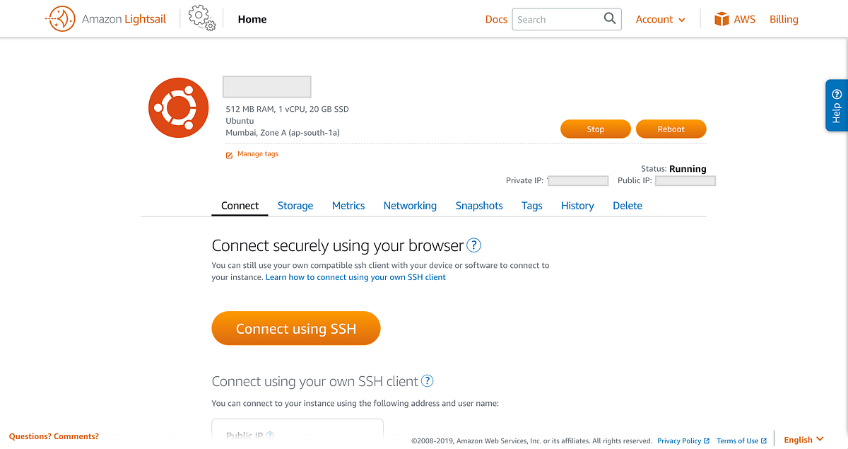 Connect LightSail Instance from the terminal using ssh. | by Sandy Ara | Medium