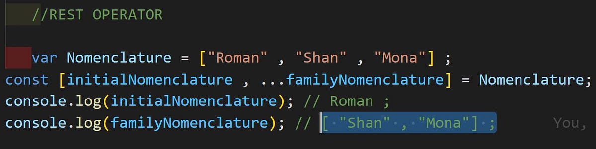 REST vs SPREAD Operators. Rest Parameter [ …rest] | by Harpreet Brar | Medium
