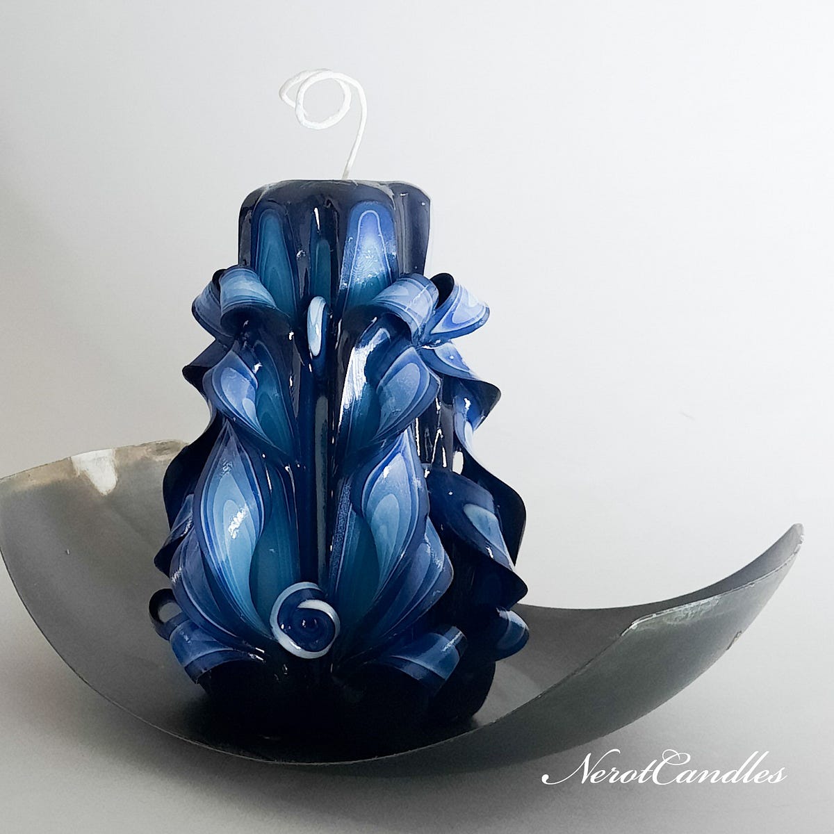Blue Hand Carved Candle — Beauty in the Blue | by NerotCandles | Medium