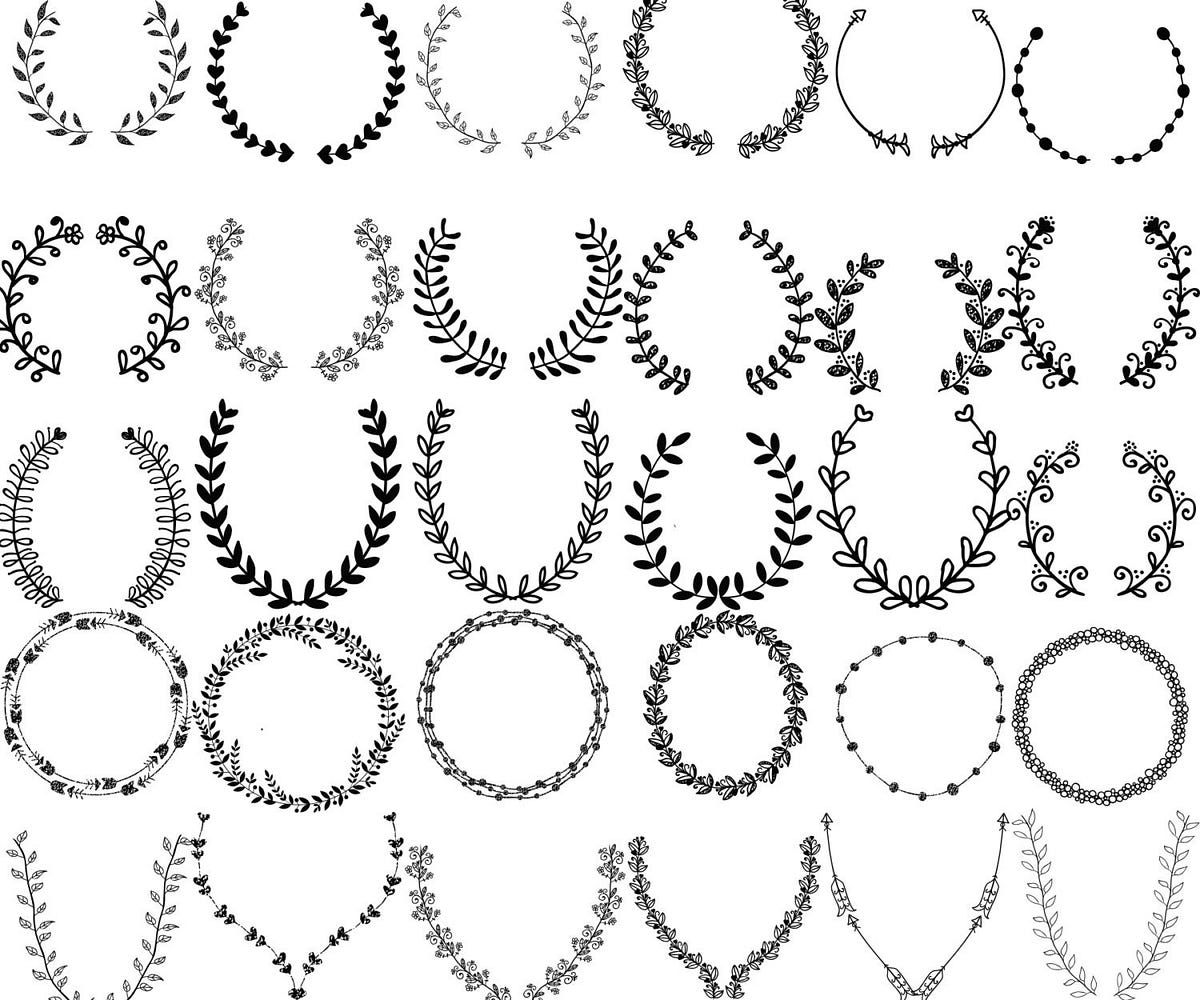 Laurels Wreath clipart: “LAURELS CLIP ART” Hand Drawn Chalk wreaths ...