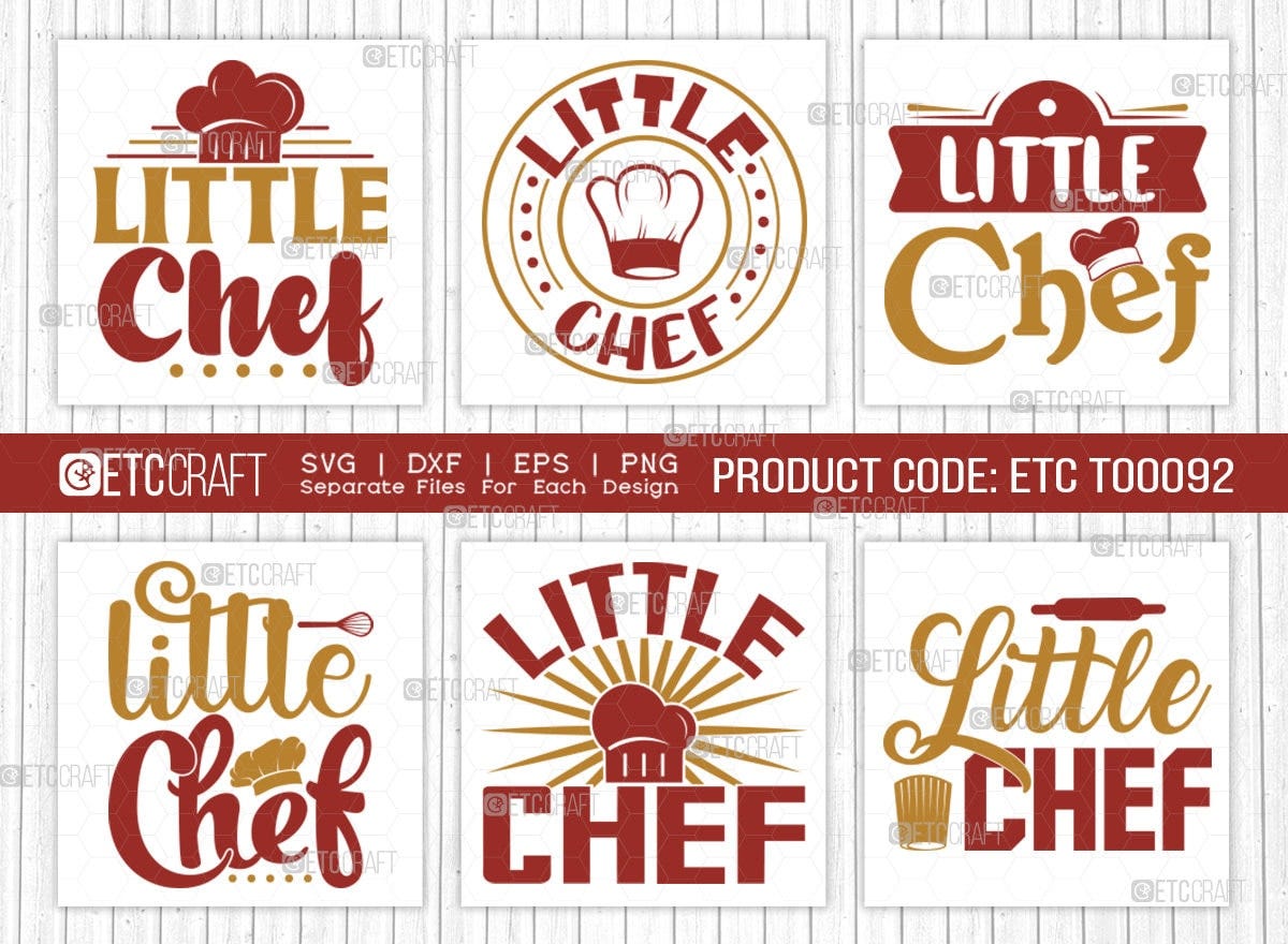 Little Chef SVG T-shirt Design Bundle-Cooking Mom Kitchen Quotes Design ...