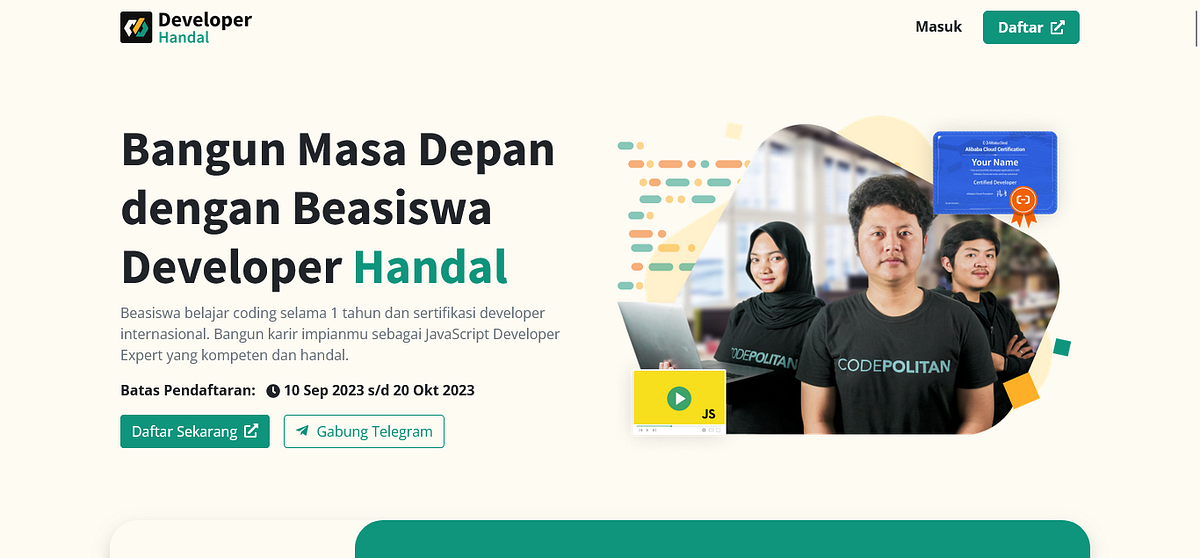 Pengalaman mengikuti program DevHandal dan Sertifikasi Certified ...