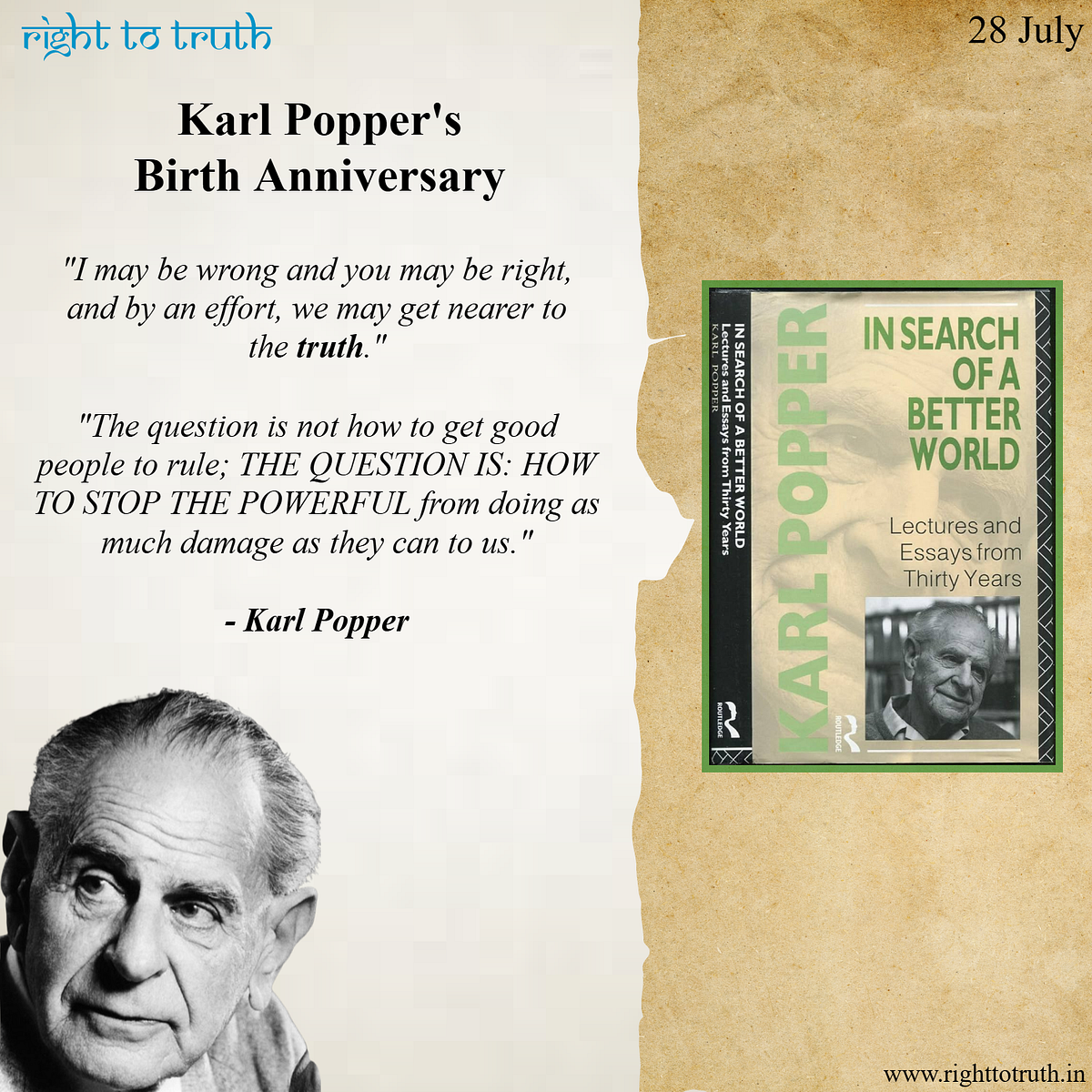 Karl Popper’s Vision: In Search of a Better World | by Right To Truth ...