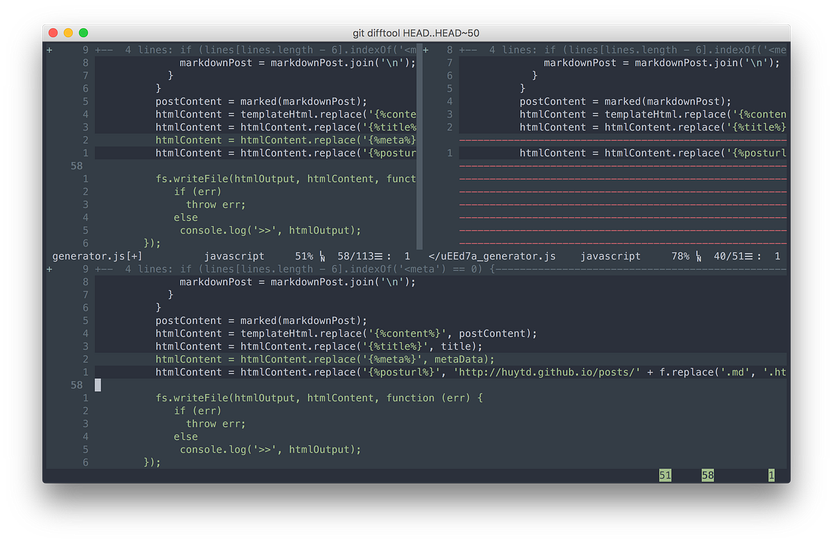 Use neovim as git diff tool. If you are using neovim instead of vim ...
