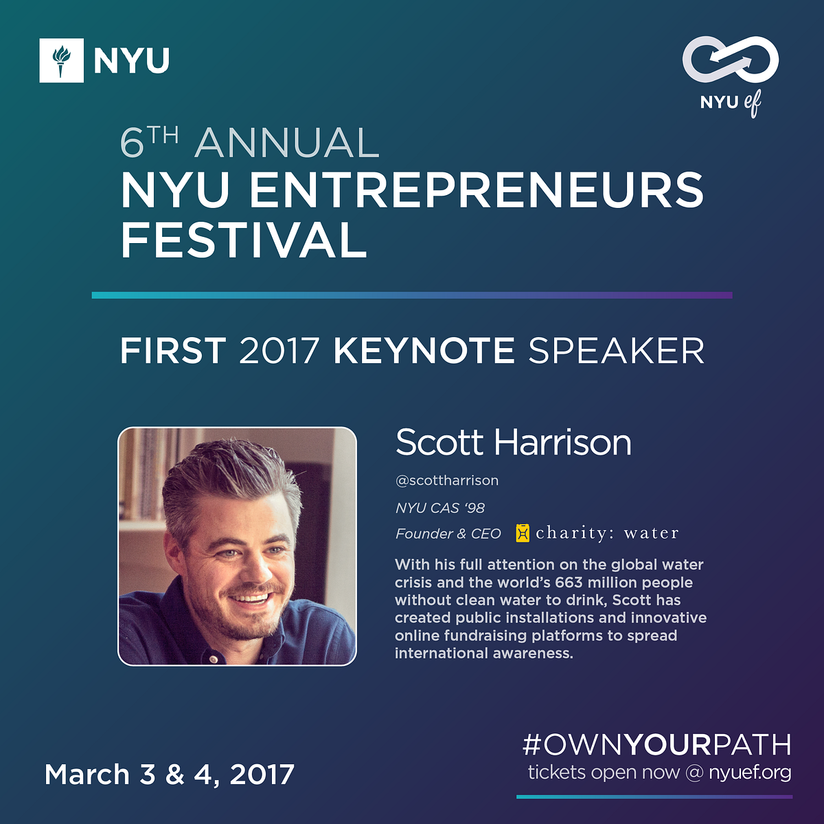 Scott Harrison Announced as First 2017 NYU Entrepreneurs Festival ...
