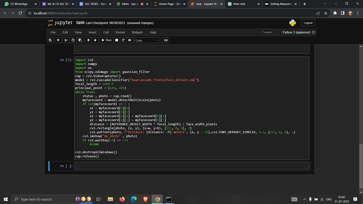 Measuring Distance of a Face from the Camera using OpenCV - Deeparyansaini - Medium