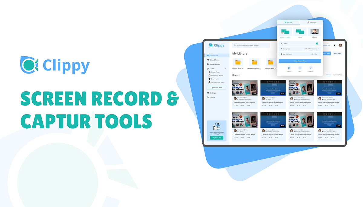 Case Study and UI Presentation On Clippy a Screen Record & Screenshot ...
