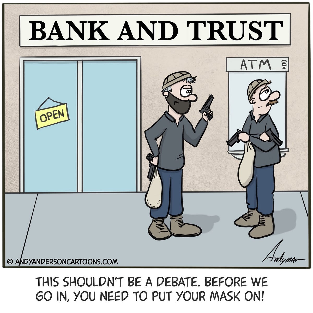 Cartoon about refusing to wear a face mask | Andy Anderson Cartoons