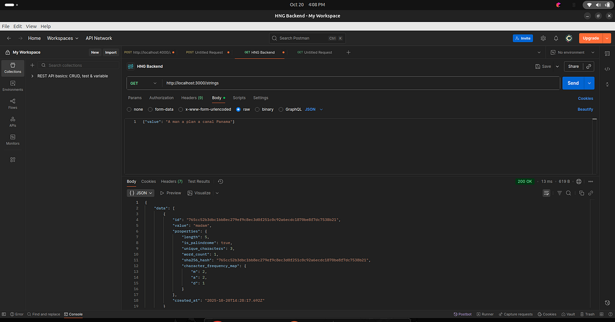 My HNG Stage 1 Journey: Building a String Analyzer REST API | by Bakare Muideen Adeleke | Oct ...